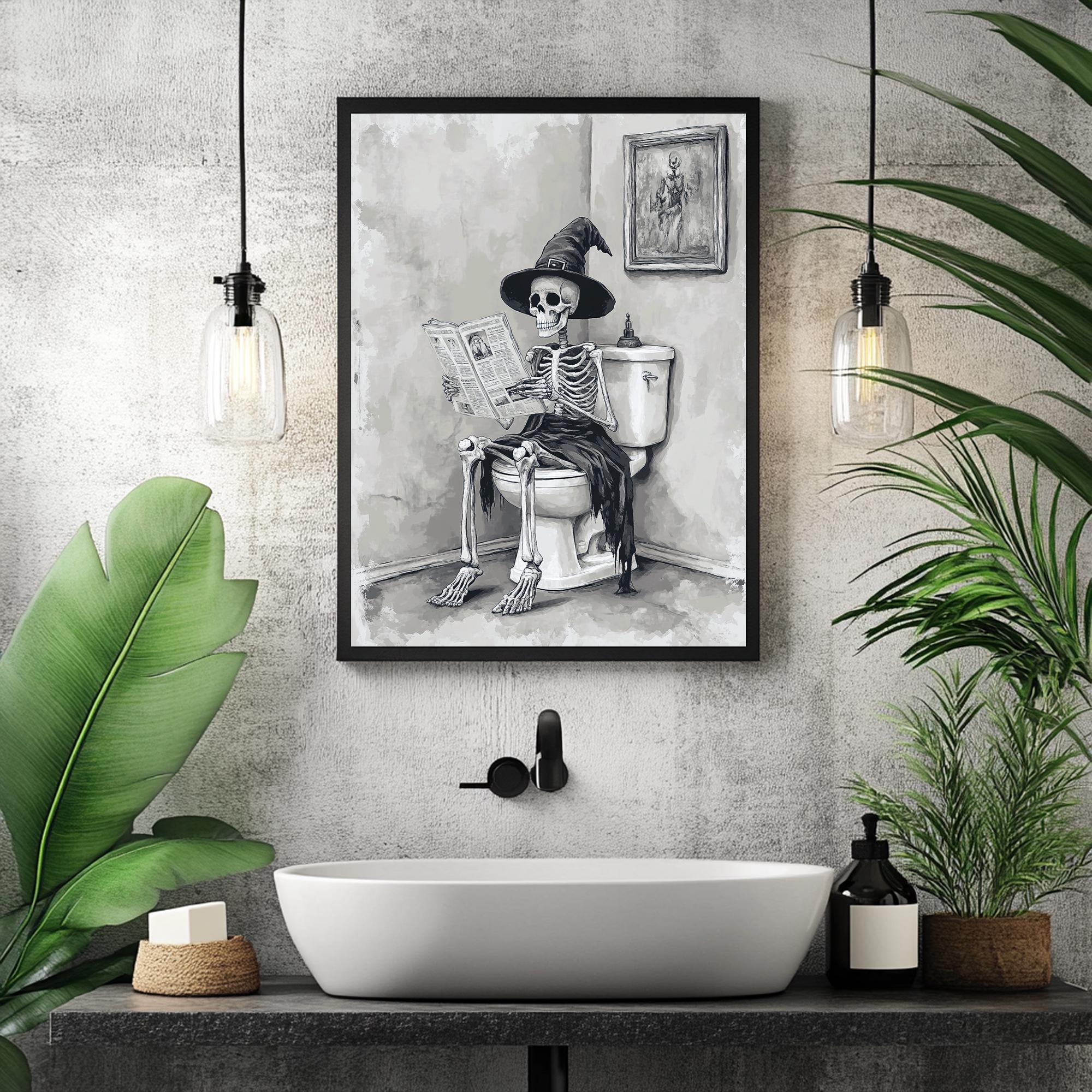 Skeleton on Toilet Reading A Newspaper, Skeleton in the Bathroom ...