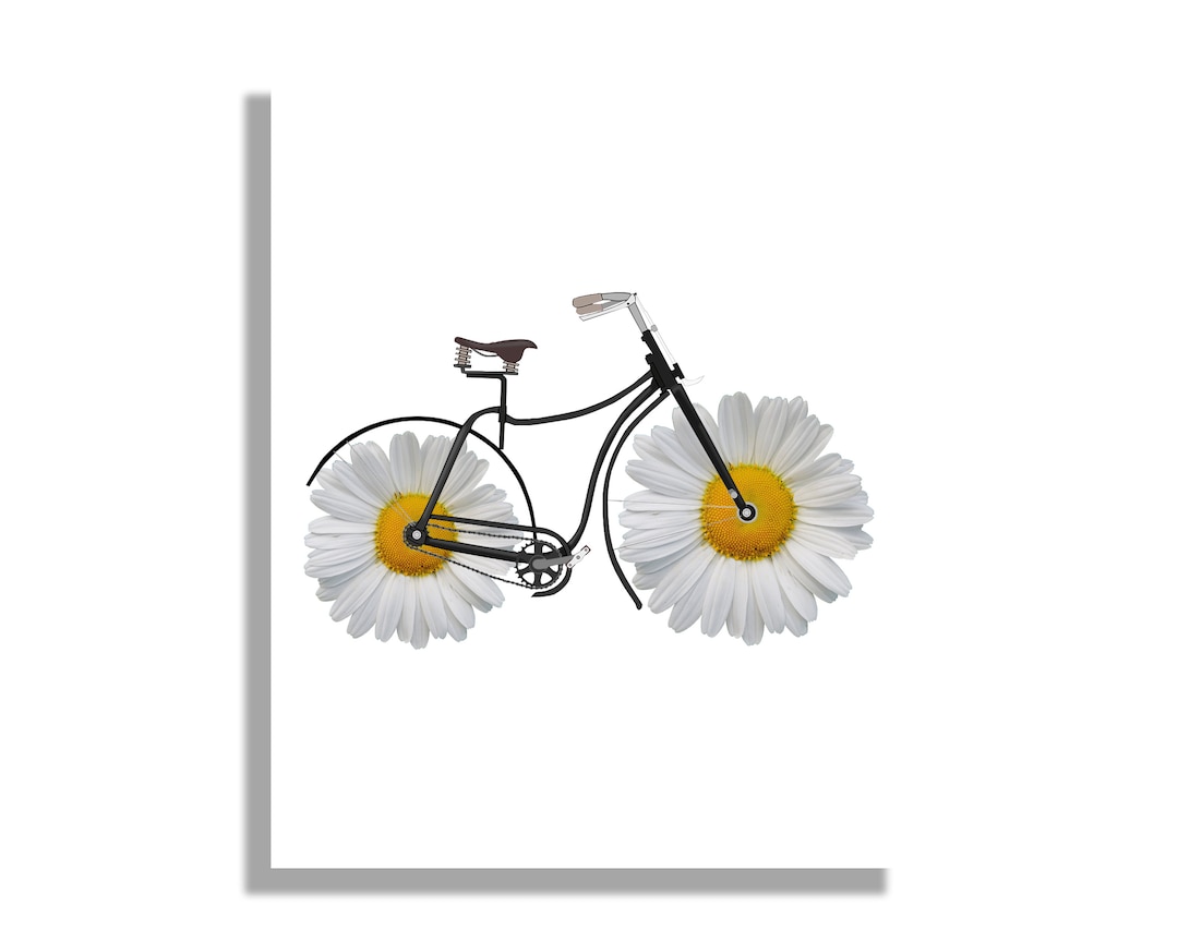 Vintage Bicycle With Flowers Art Print, Floral Bike, Botanical Wall Art ...