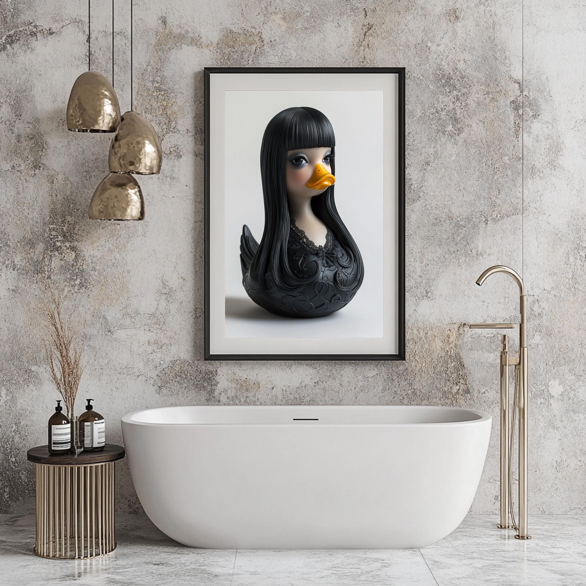 Goth Rubber Duck Art Print, Funny Wall Art, Bathroom Wall Decor, Large ...