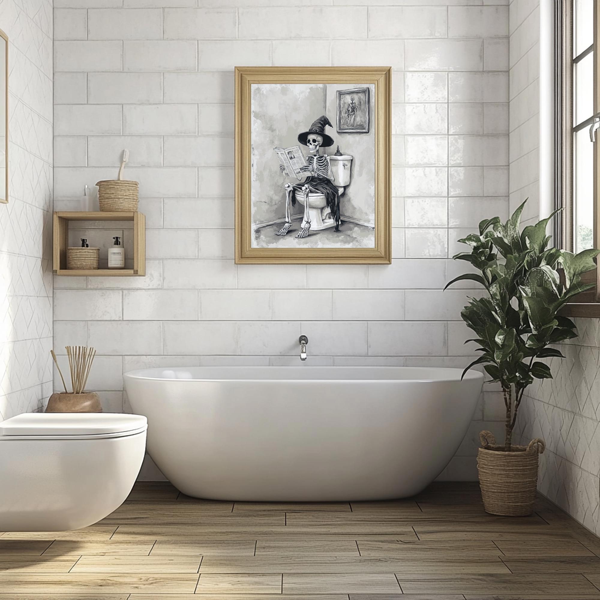 Skeleton on Toilet Reading A Newspaper, Skeleton in the Bathroom ...