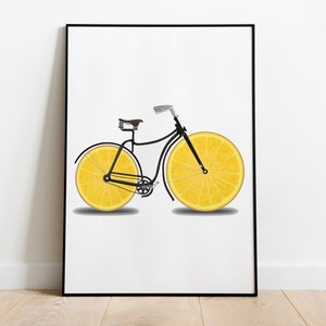 Lemon Bicycle Printable Wall Art, Lemon Art Prints, Gift to Sport Lover ...