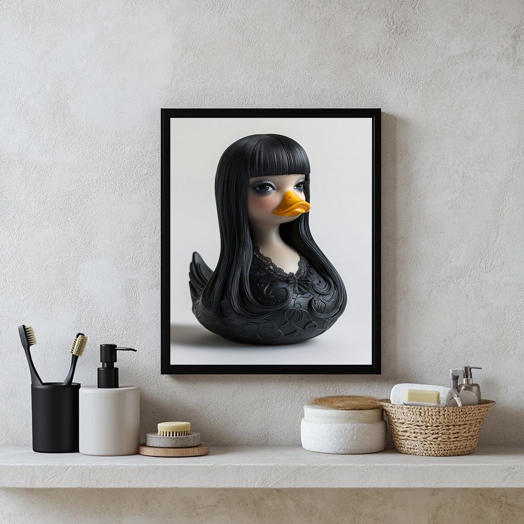 Goth Rubber Duck Art Print, Funny Wall Art, Bathroom Wall Decor, Large ...