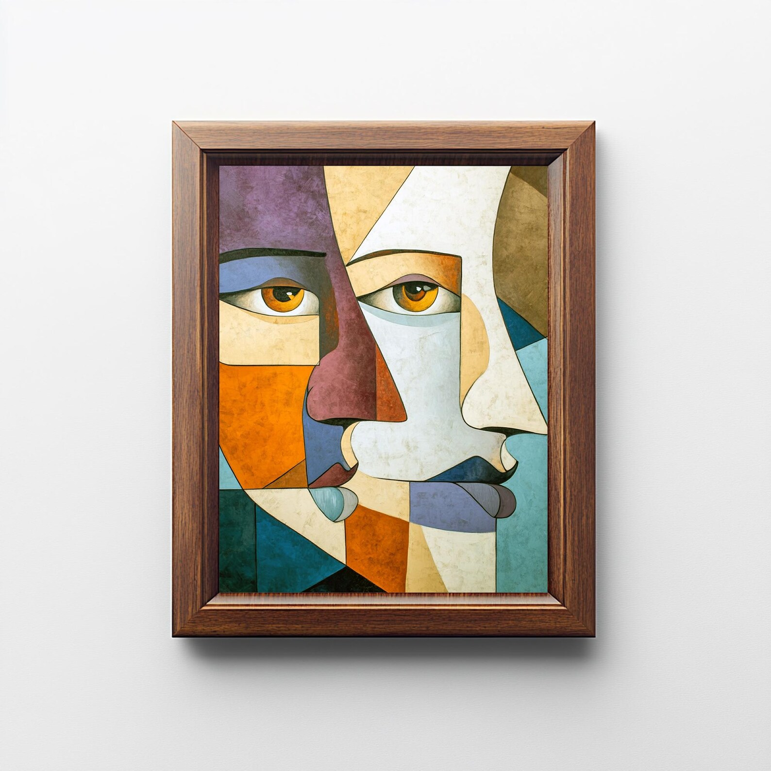Blue Brown Abstract Cubist Faces, Digital Art Print, Digital Download ...