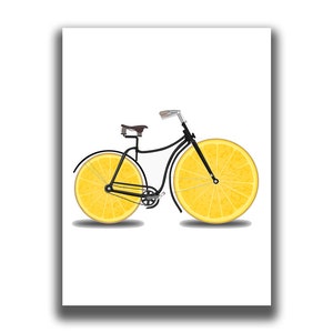 Lemon Bicycle Printable Wall Art Lemon Art Prints Gift to | Etsy
