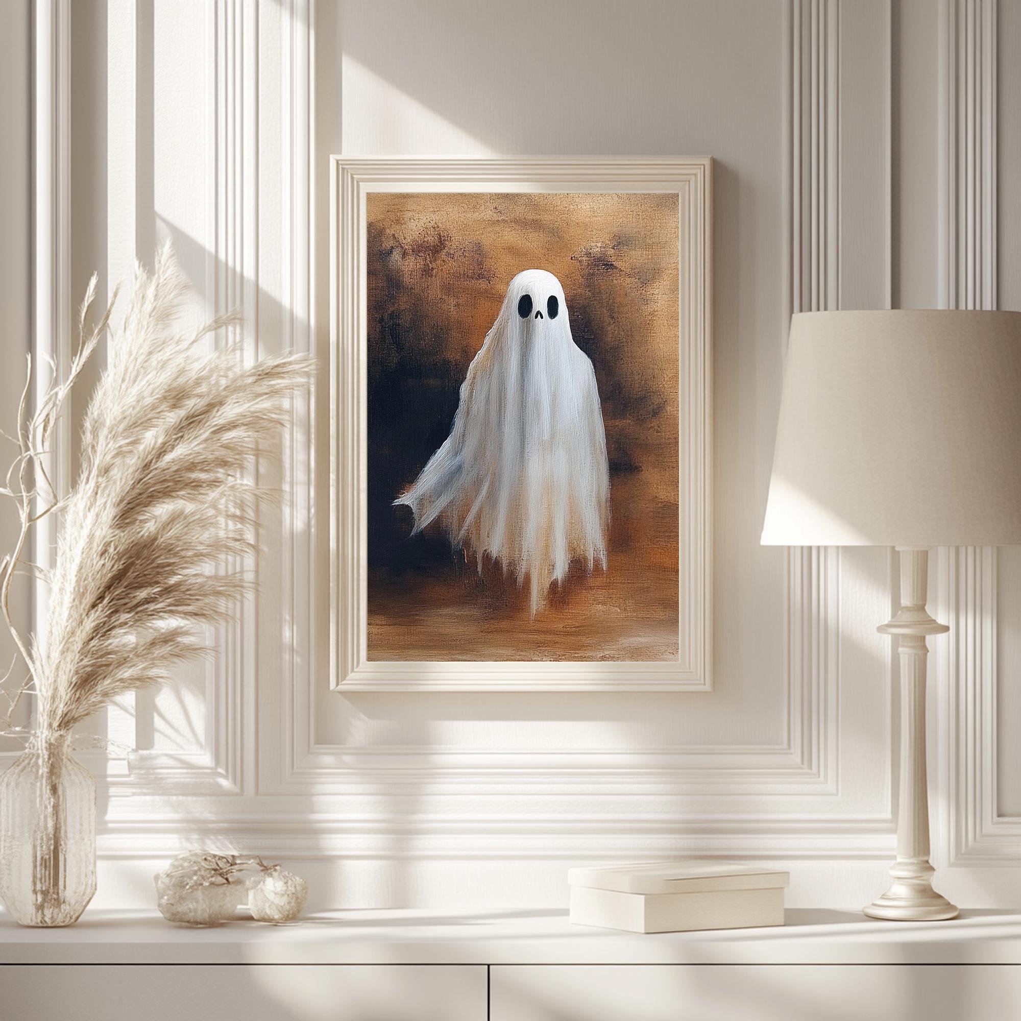 Ghost Art Print, Halloween Art Print, Halloween Decor, Spooky Vintage ...