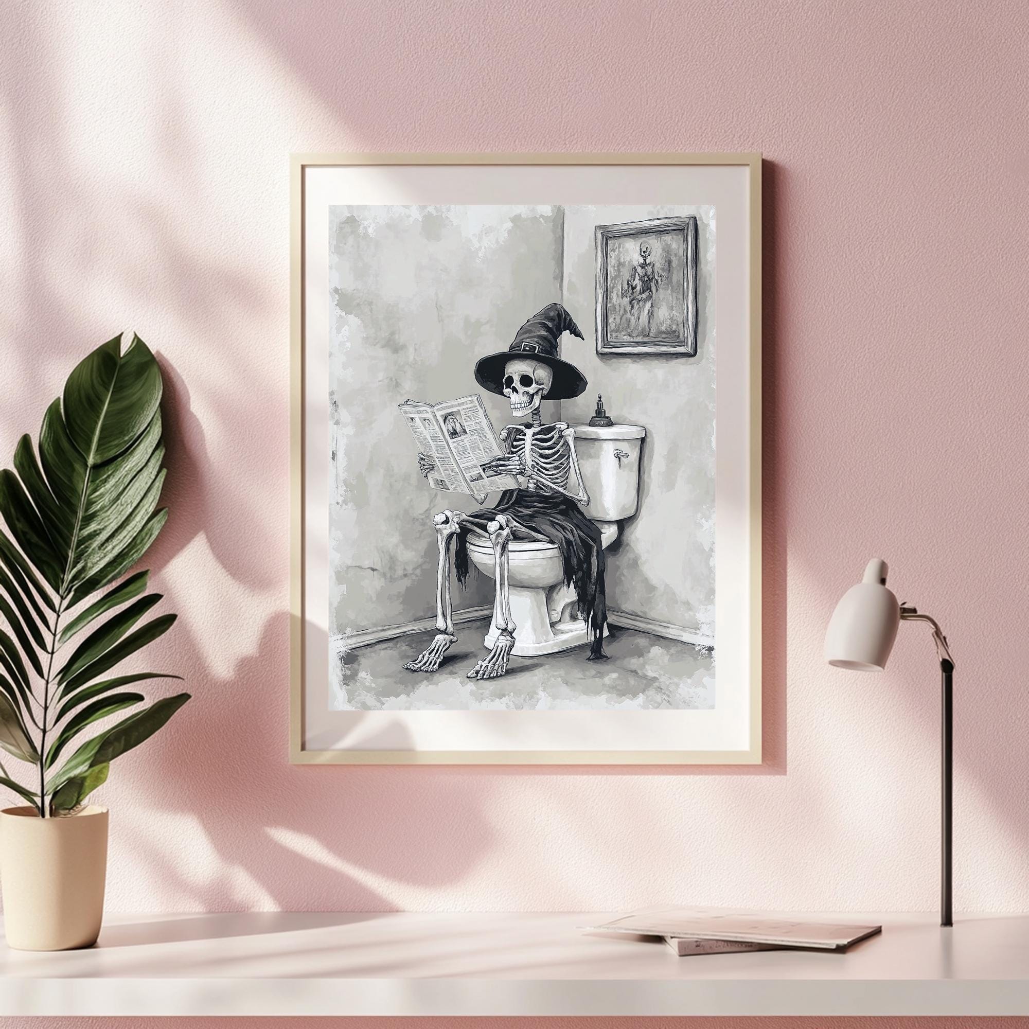 Skeleton on Toilet Reading A Newspaper, Skeleton in the Bathroom ...