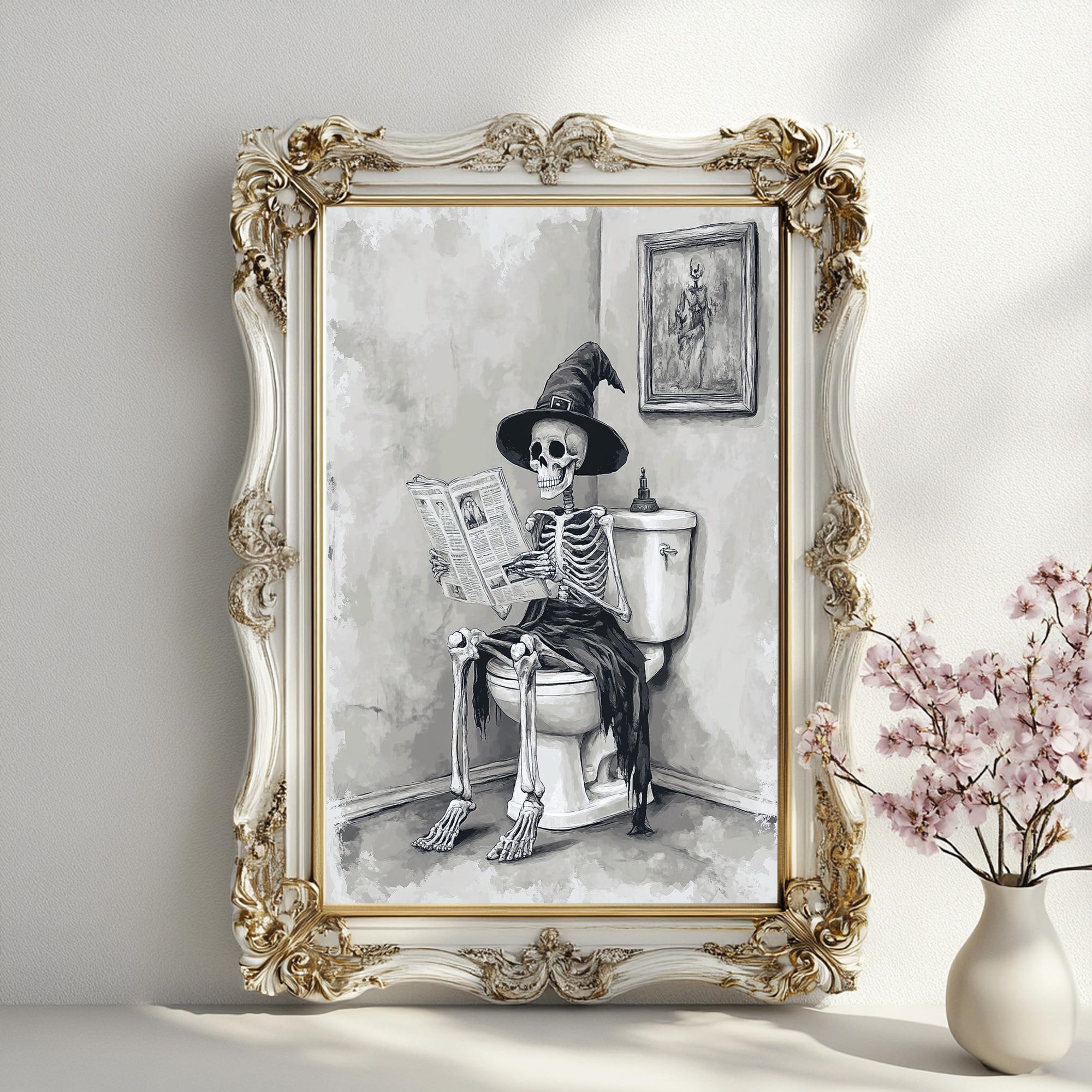 Skeleton on Toilet Reading A Newspaper, Skeleton in the Bathroom ...