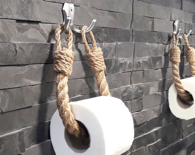 Matte Silver Hook .. Toilet Paper Holder..jute Rope Nautical | Etsy