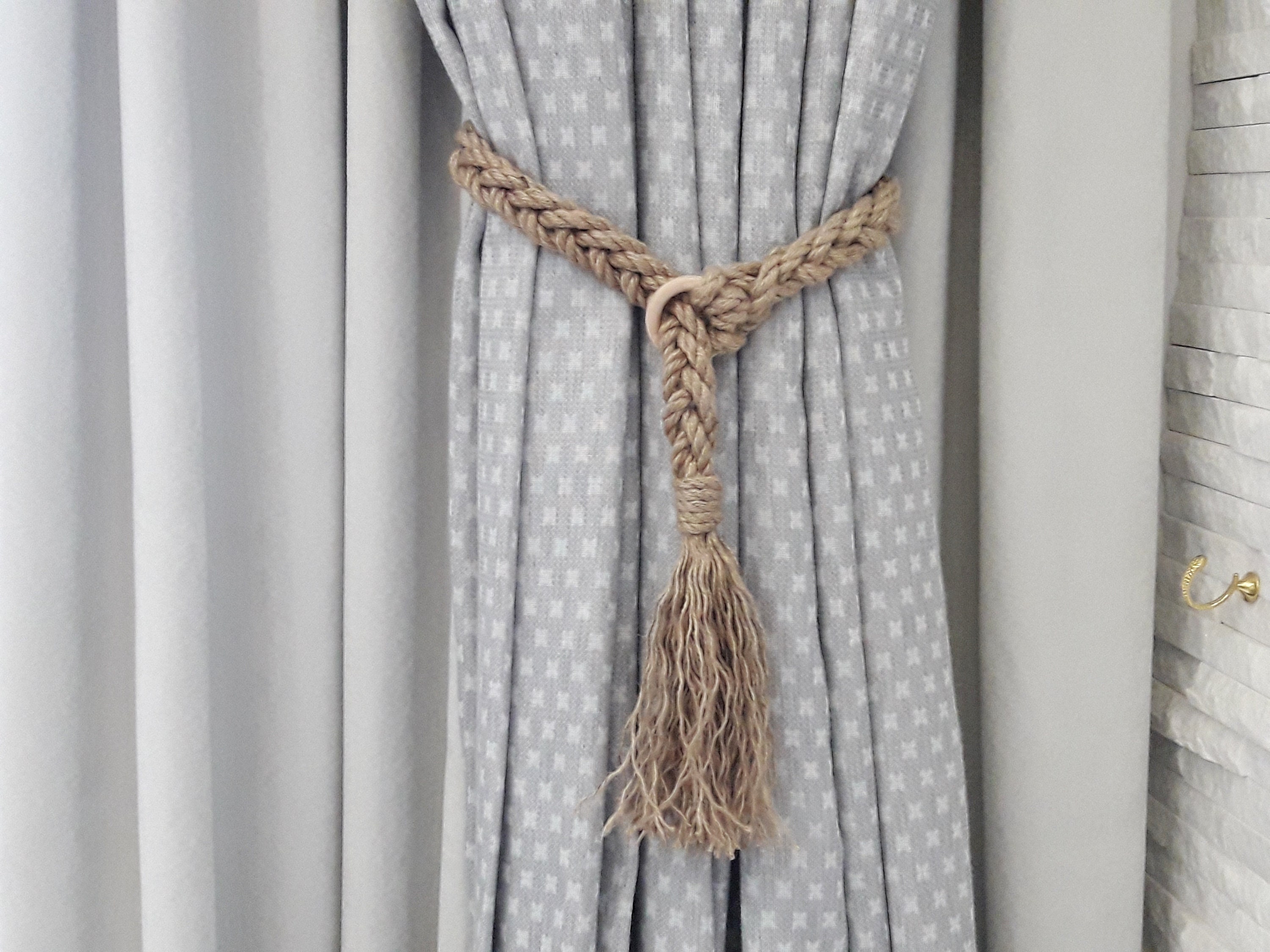 Corbata de yute para cortinas con borla .. Cortina Corbata | Etsy