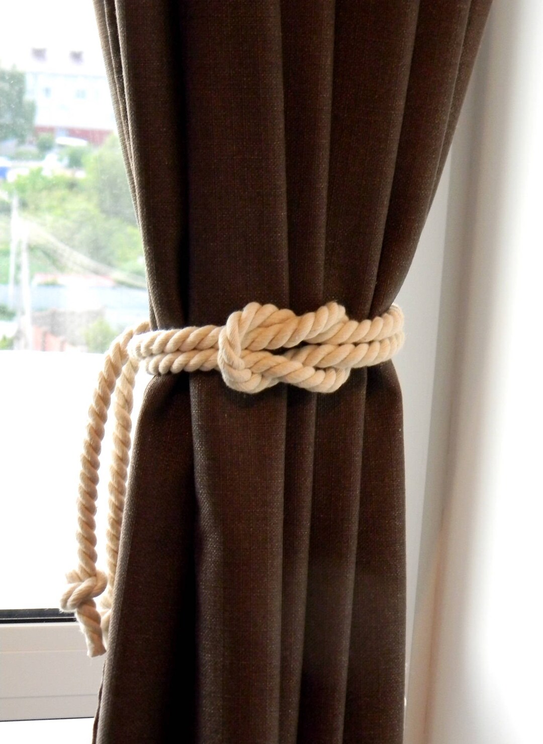 Square Knot Nautical Curtain Tie-backs Beach Decor Cotton Rope Curtain ...