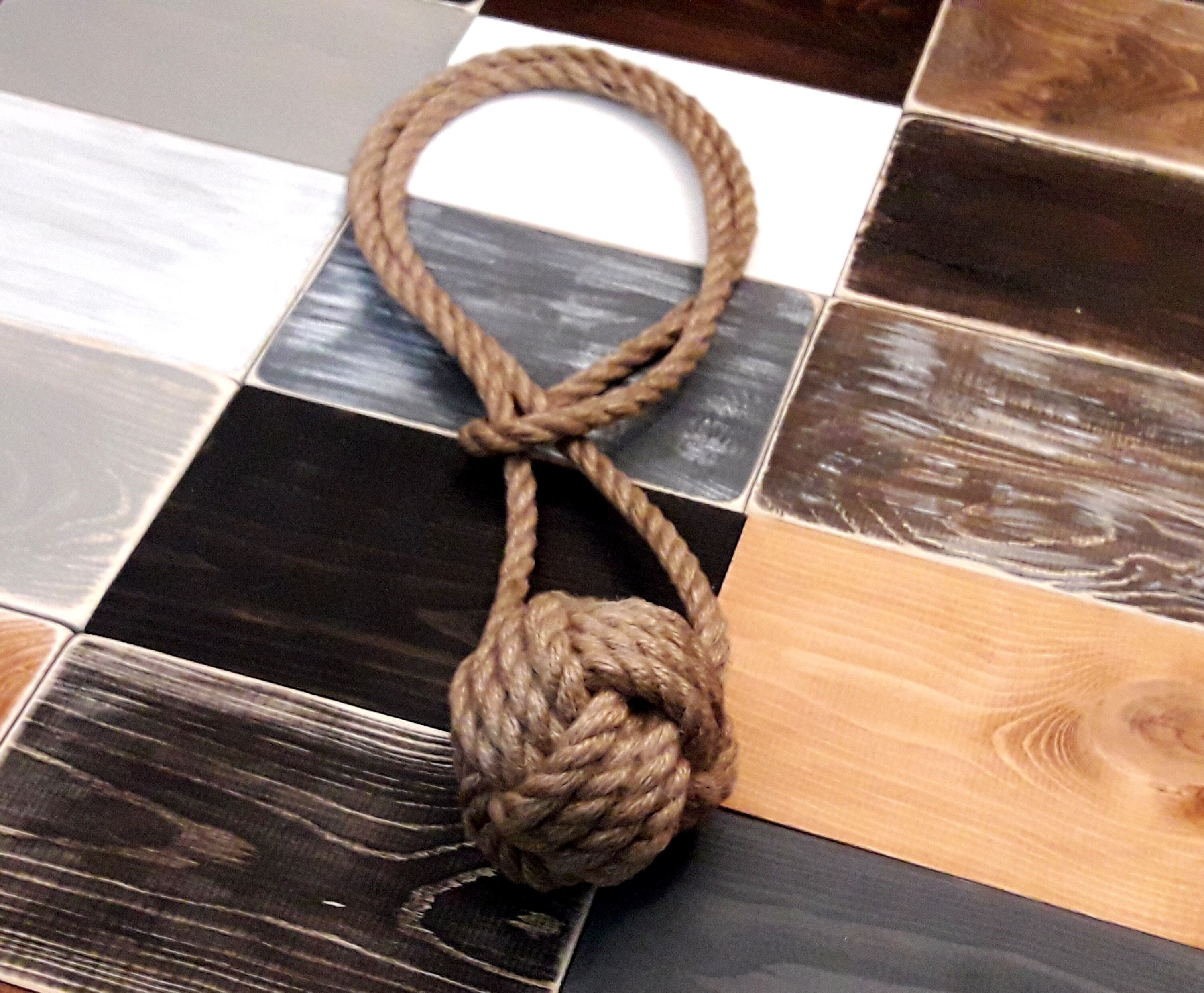 Set of 2 pcs..Jute Rope Monkey Fist Knot..Rustic | Etsy