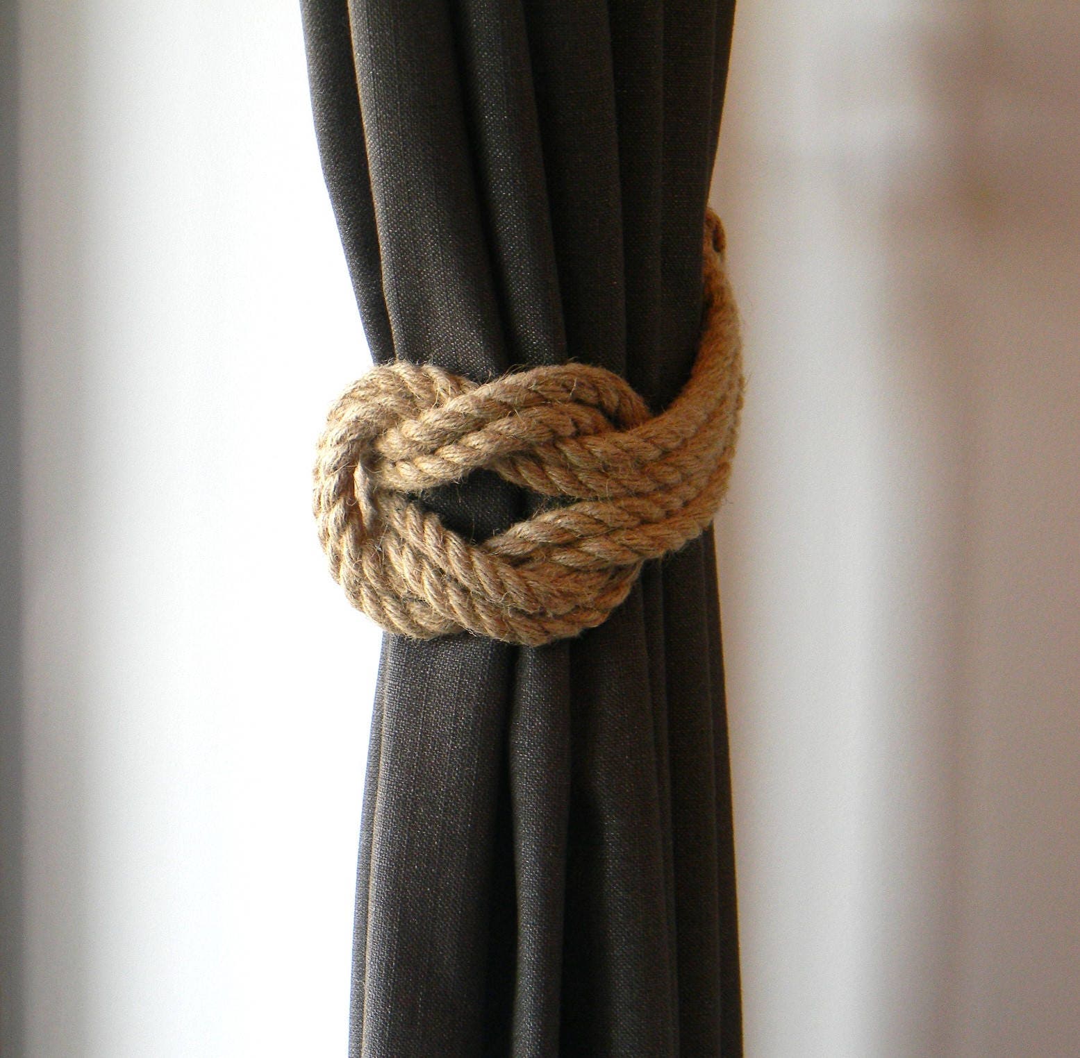 Curtain Tie Back..jute Rope Double Square Knot..nautical - Etsy Canada
