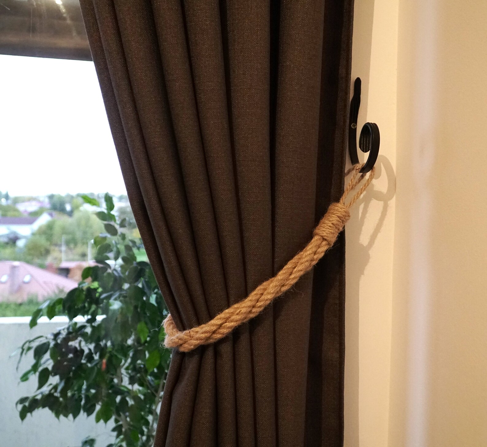 Set of 2 Pcs Curtain Tiebacks Jute Rope Decor for Window - Etsy