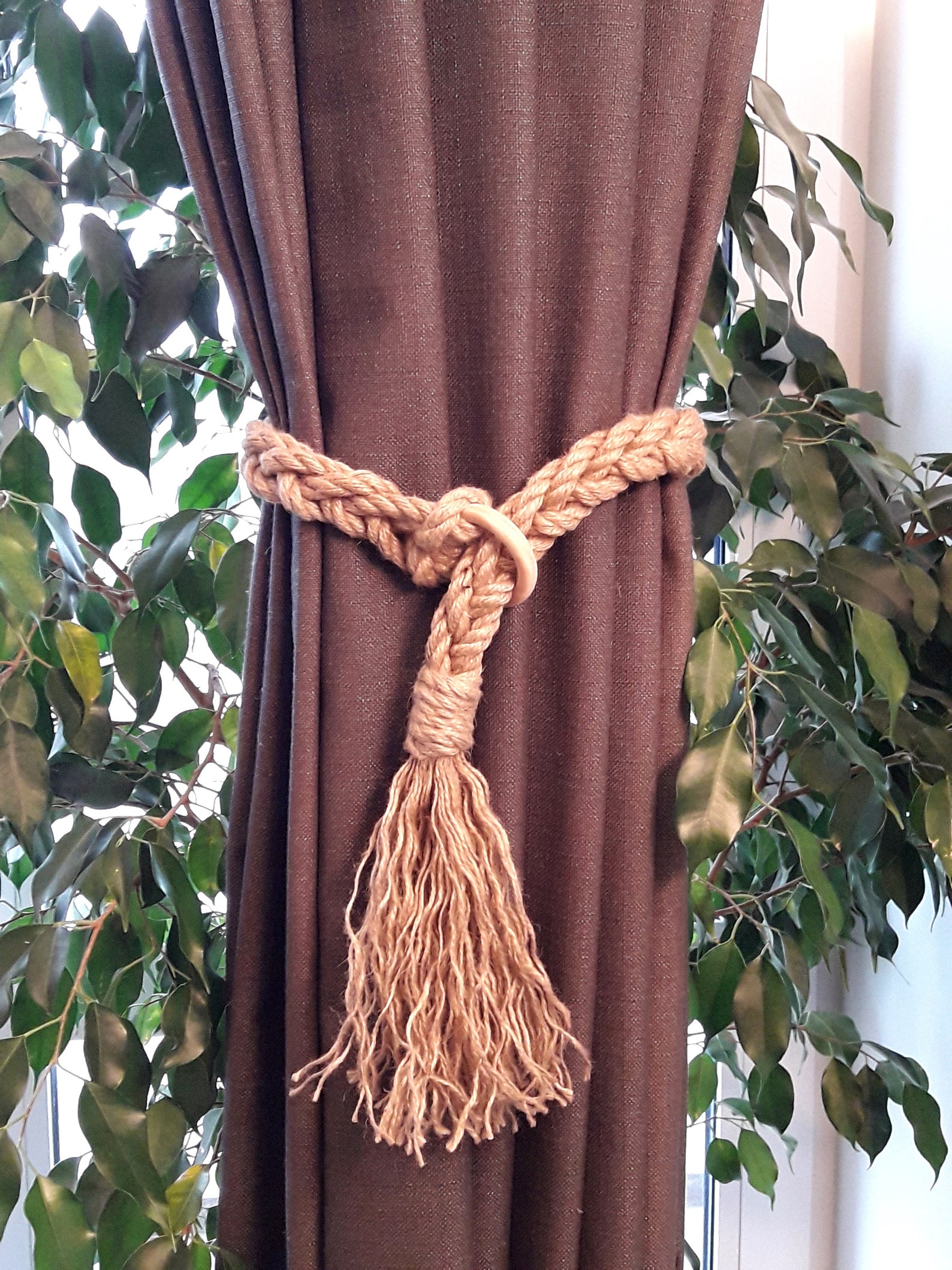 Corbata de yute para cortinas con borla .. Cortina Corbata | Etsy