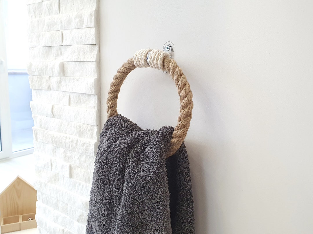 Round Jute Small Towel Holder..decor for Bathroom or Kitchen..natural ...