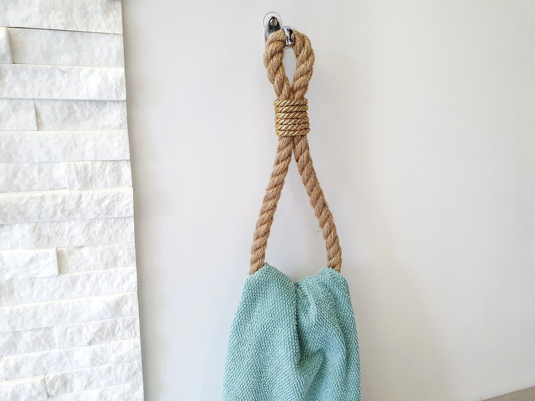 Rope Towel Holder ..jute Rope and Gold Rope Decor..bathroom Design - Etsy