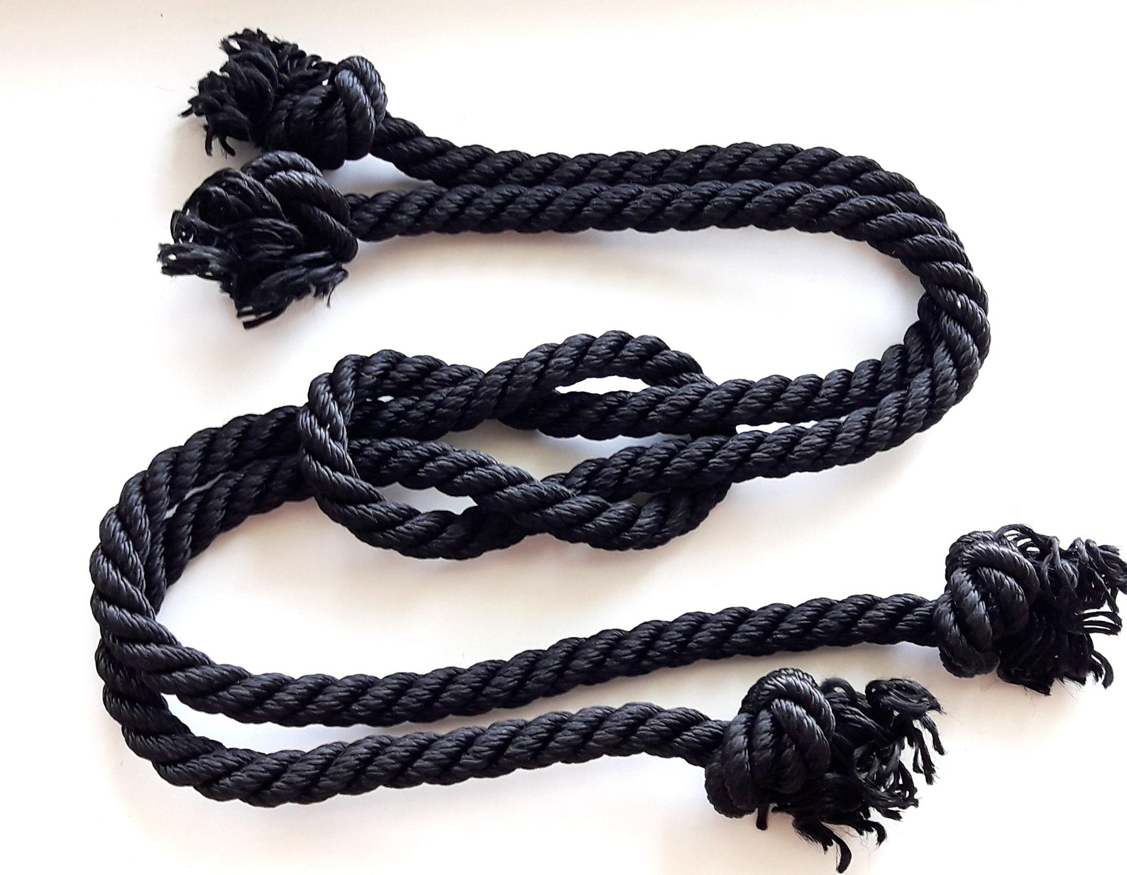 Square Knot Curtain Tie-backs..black Rope Tiebacks..home Decor - Etsy