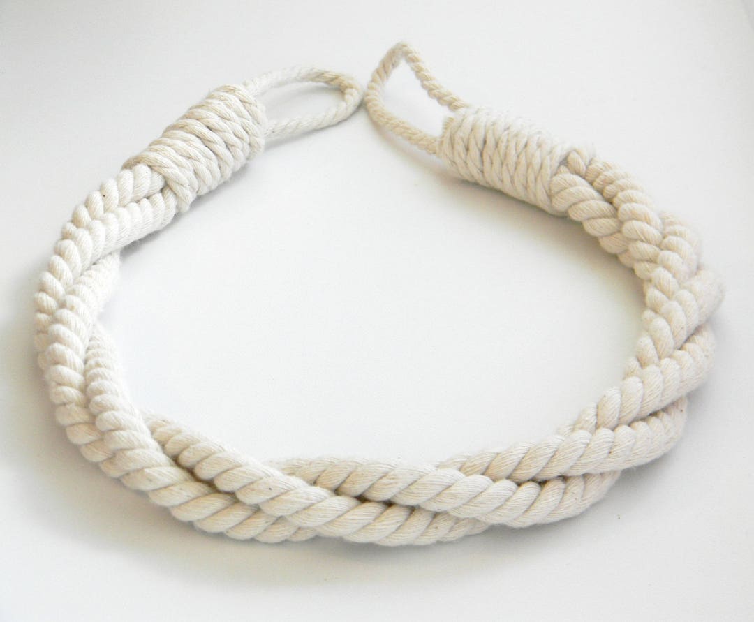 Twisted Cotton Rope Tiebacks Nautical Decor White ivory Curtain Tie ...