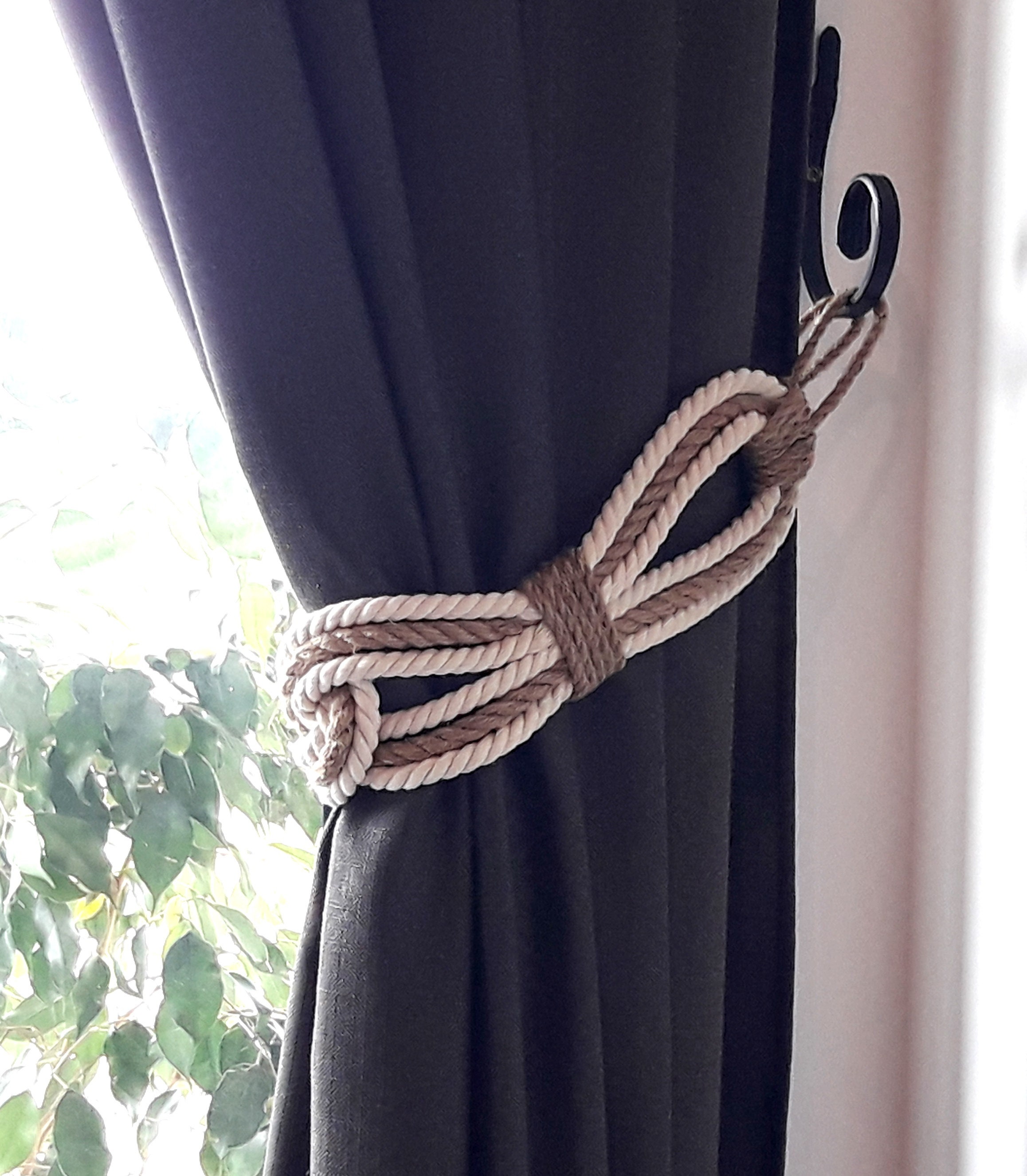 Curtain Tie back Infinity..Tie Cotton and Jute | Etsy