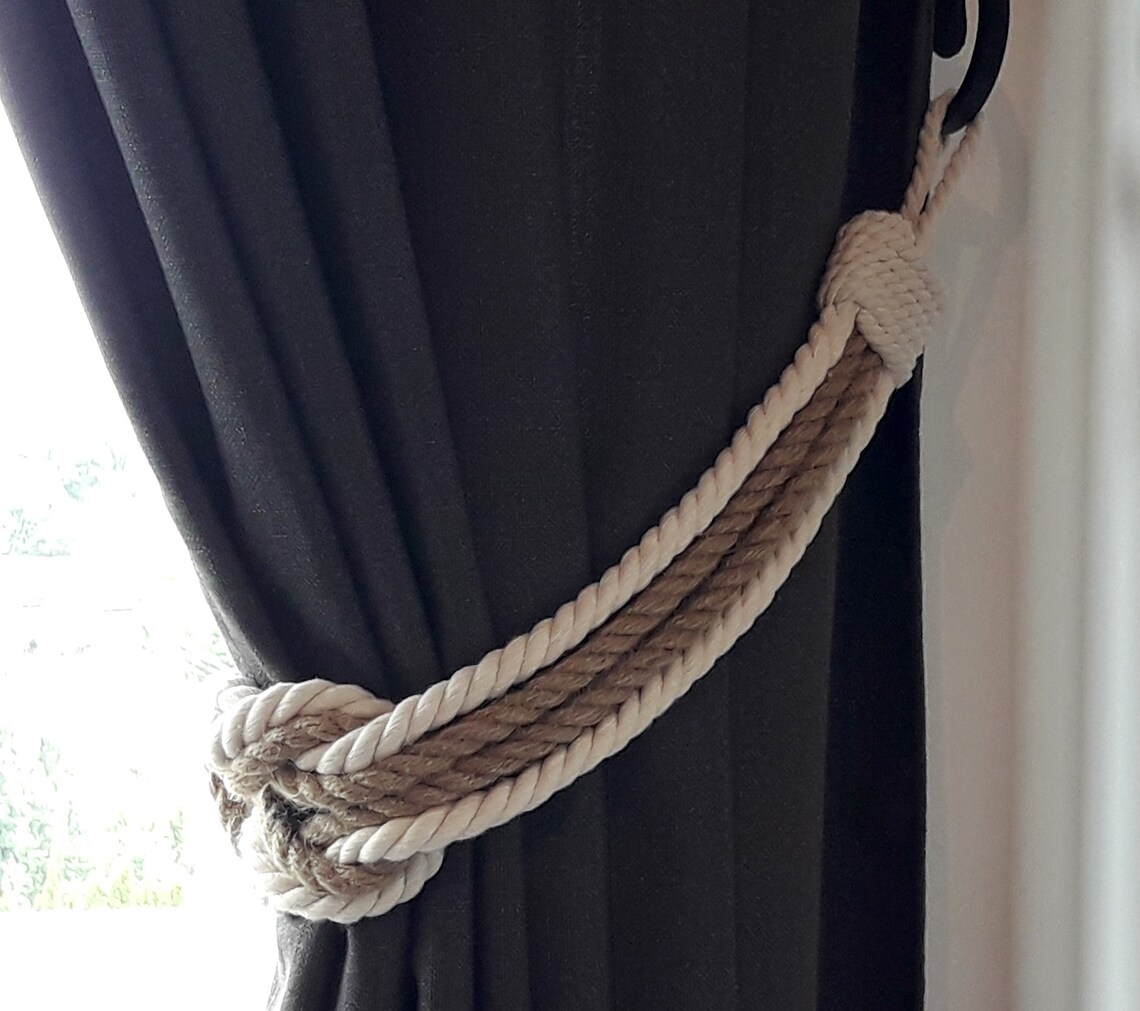 Cotton and Jute Rope..curtain Tie-back..nautical Decor..double - Etsy