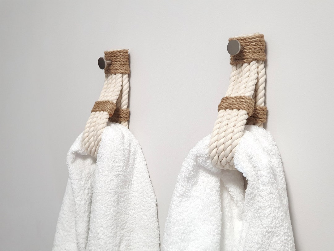 Towel Holder .. Bathroom Design .. Jute Rope .. Eco-friendly Style Rope ...