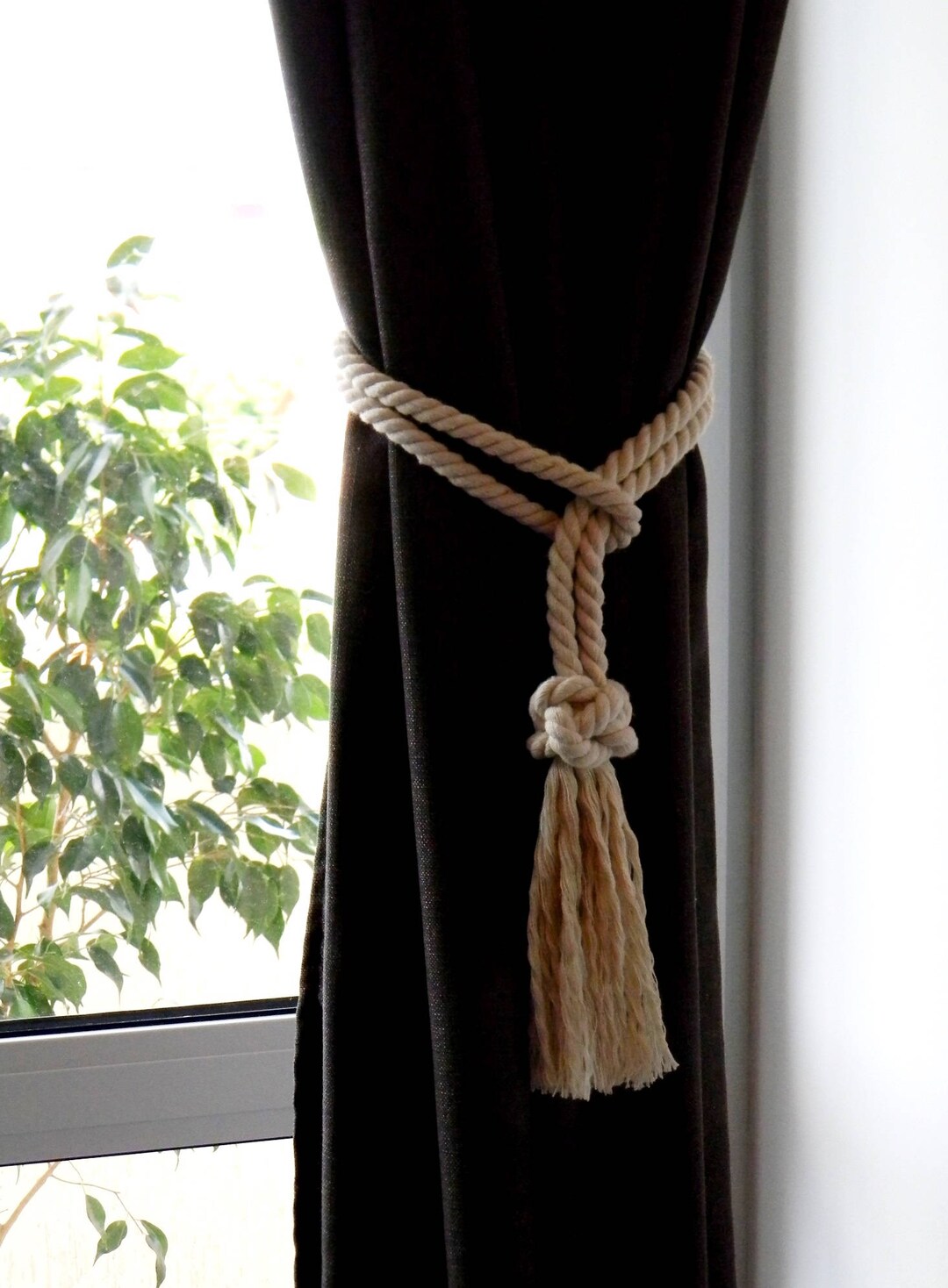 Set of 2 Pcs Diamond Knot Curtain Tie Backs Cotton Rope Friendship Knot ...