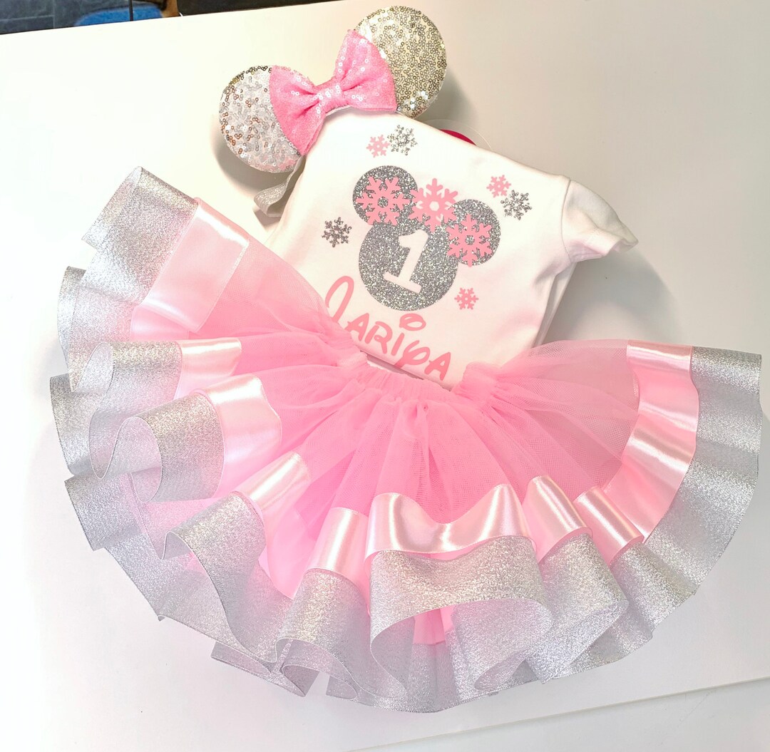 Silver and Pink Minnie Mouse Birthday Outfit,minnie Mouse Winter Outfit ...