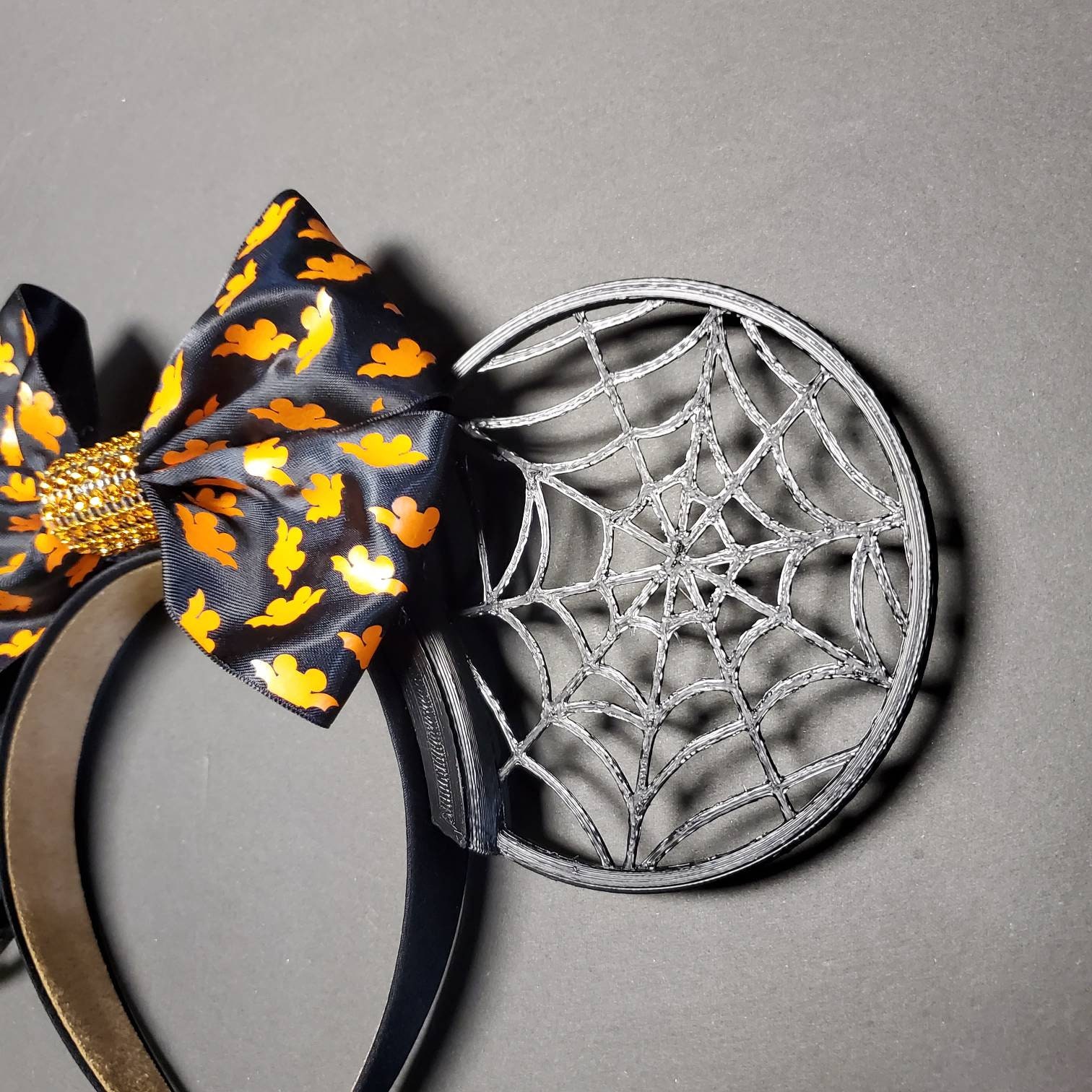 Spider Webbed Disney Ears With Batty Bow | Etsy