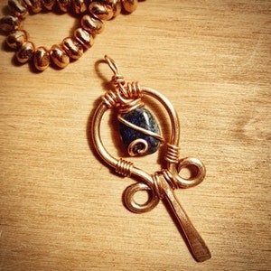 Egyptian Copper Ankh & Lapis Lazuli - Etsy