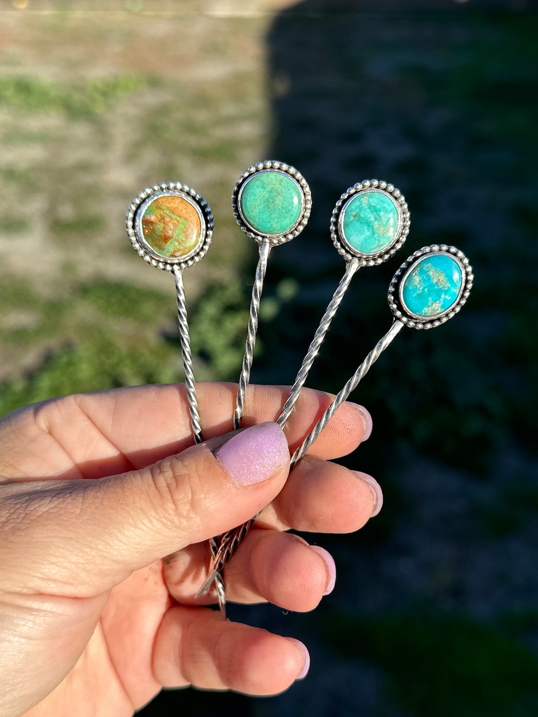 Sterling Silver Turquoise||hat Pin, Hat Pick|| Southwestern Cowboy Hat ...