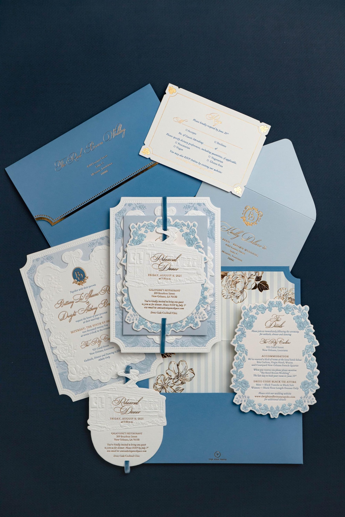Letterpress Wedding Invitation – Foil Stamped & Blind Embossed – Custom ...