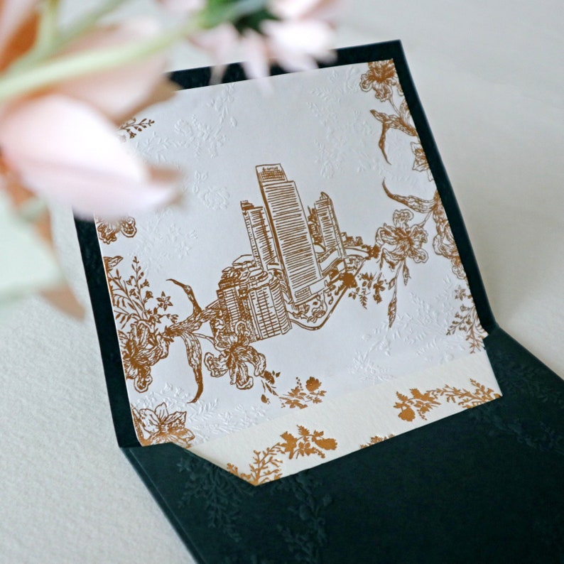 Letterpress Wedding Invitation Black Letterpress, Gold Foil, Blind ...