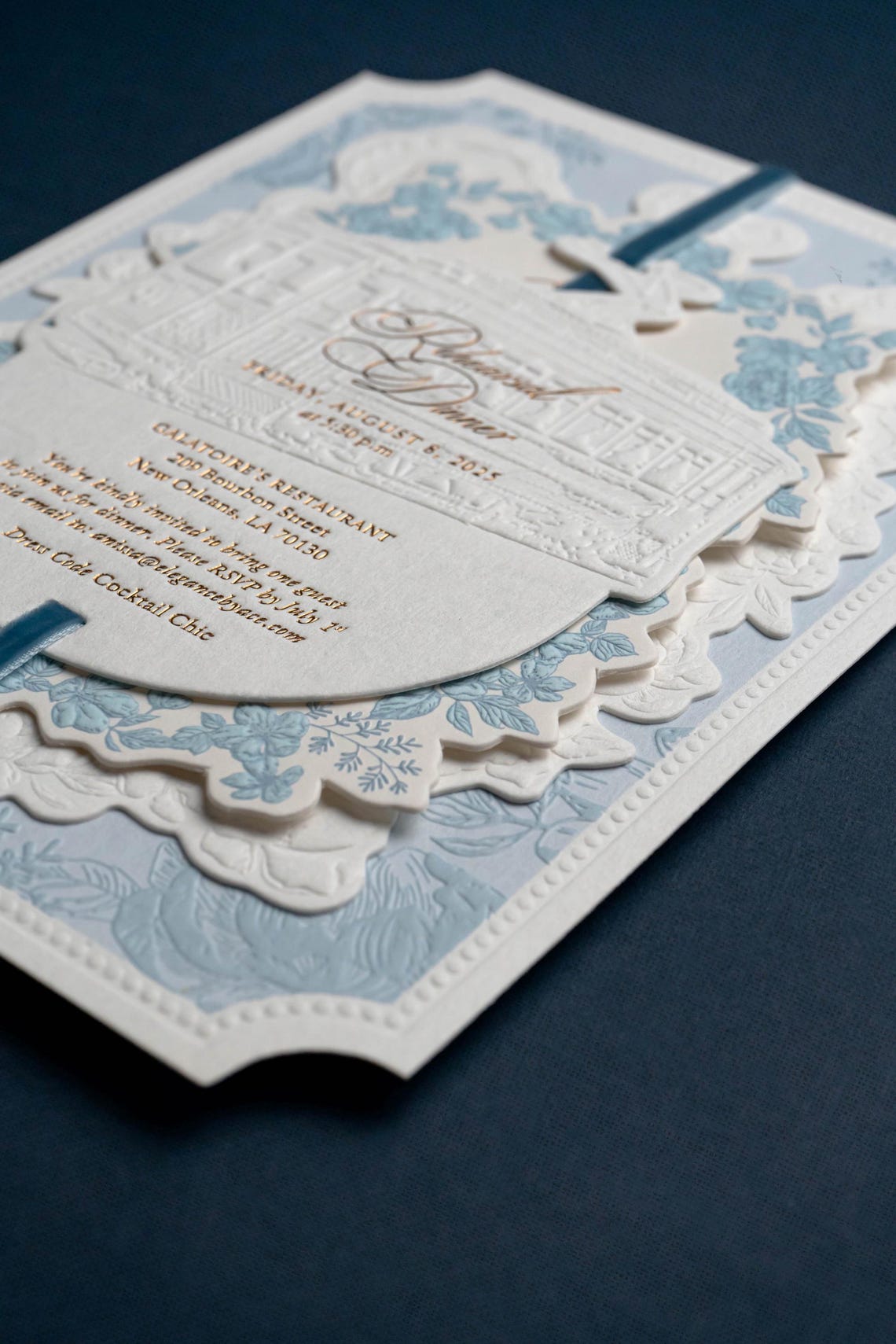 Letterpress Wedding Invitation – Foil Stamped & Blind Embossed – Custom ...