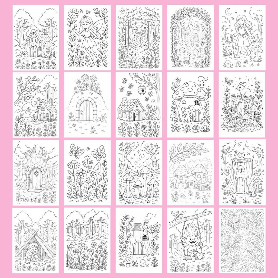 Magical Forrest, 20 Coloring Pages, Printable, Digital Download - Etsy