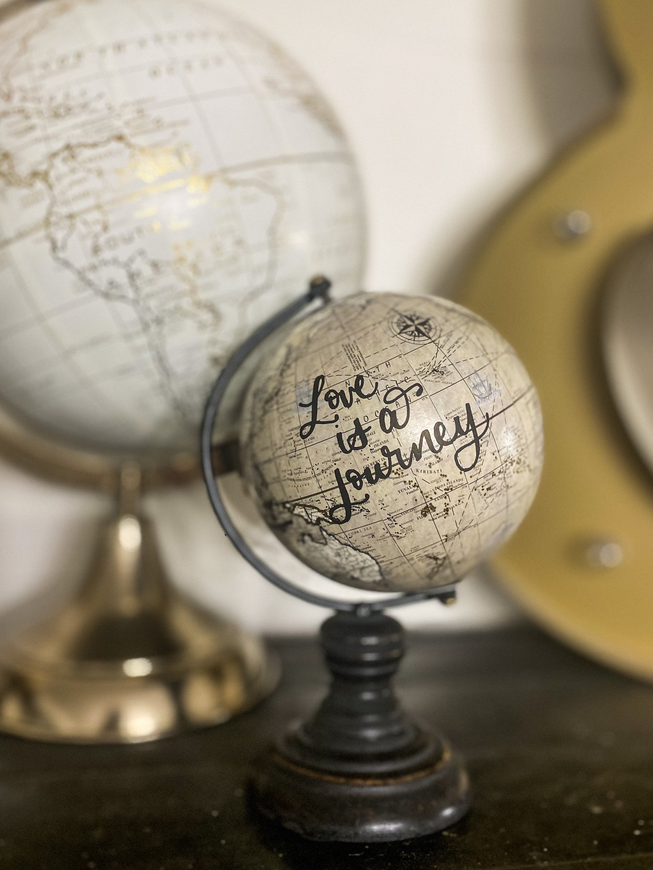Personalized 4 Globe Hand Lettered Globe Mini Globe | Etsy