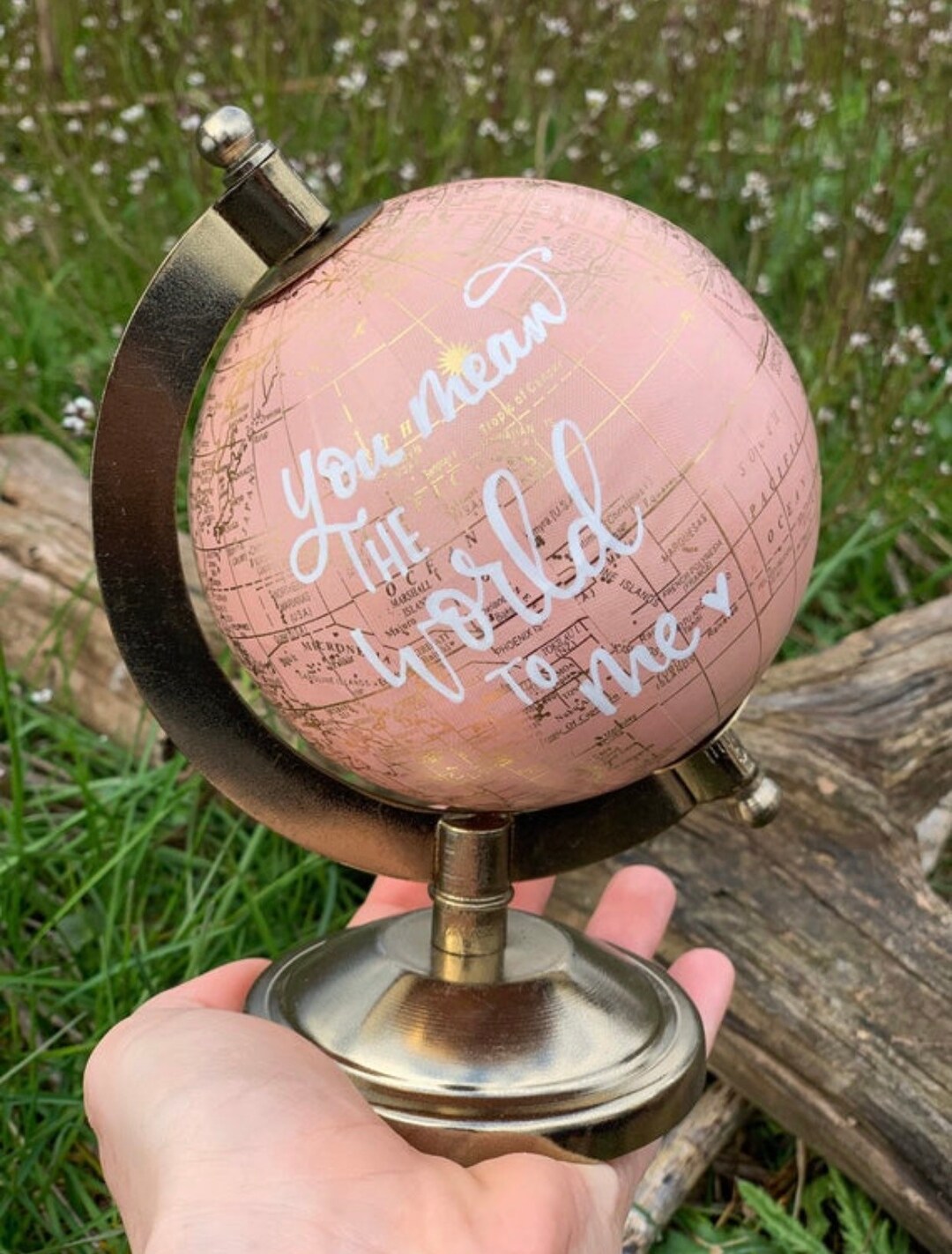 Mini Blush Pink World Globe- Personalized Globes- Custom Hand Lettered ...