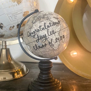 Personalized 4” Globe- Hand Lettered Globe- Mini Globe Centerpiece ...
