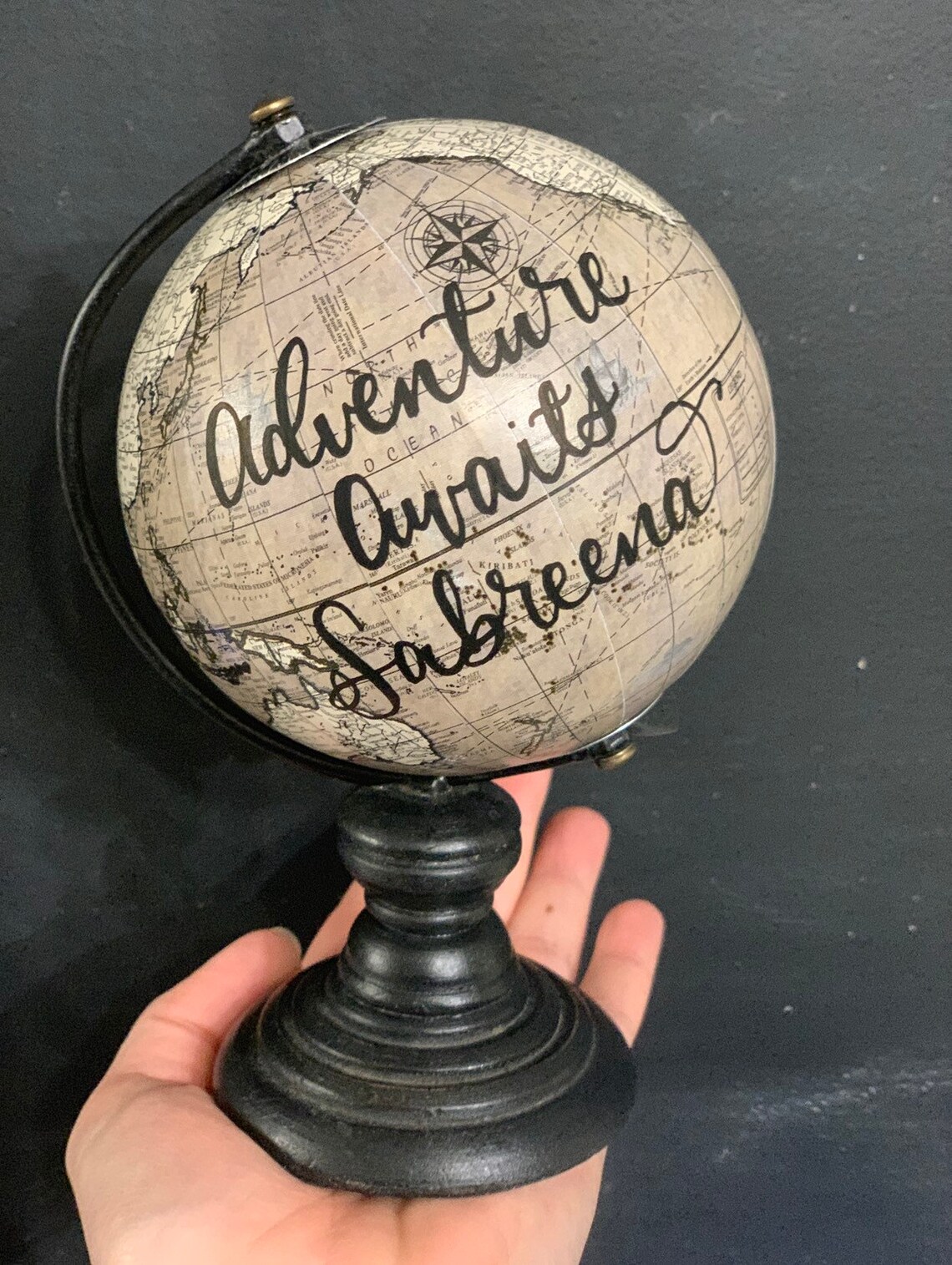 Personalized 4 Globe Hand Lettered Globe Mini Globe | Etsy