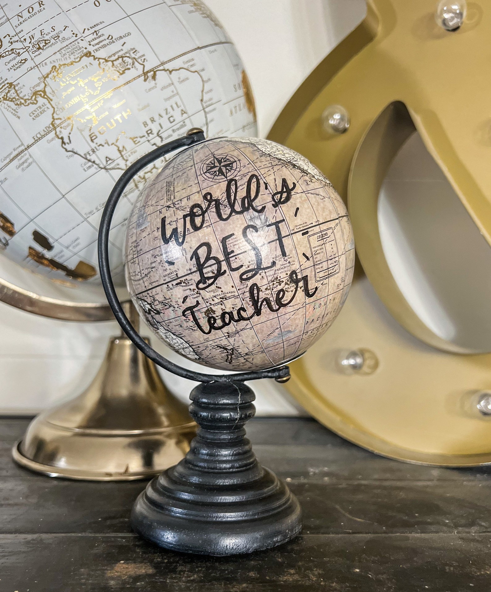 Personalized 4 Globe Hand Lettered Globe Mini Globe - Etsy