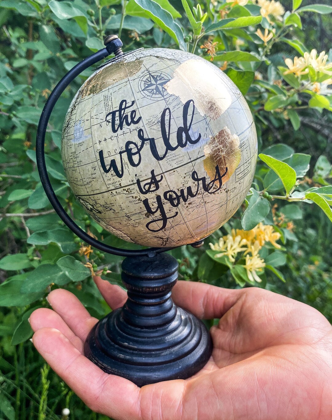 Personalized 4” Globe- Hand Lettered Globe- Mini Globe Centerpiece ...