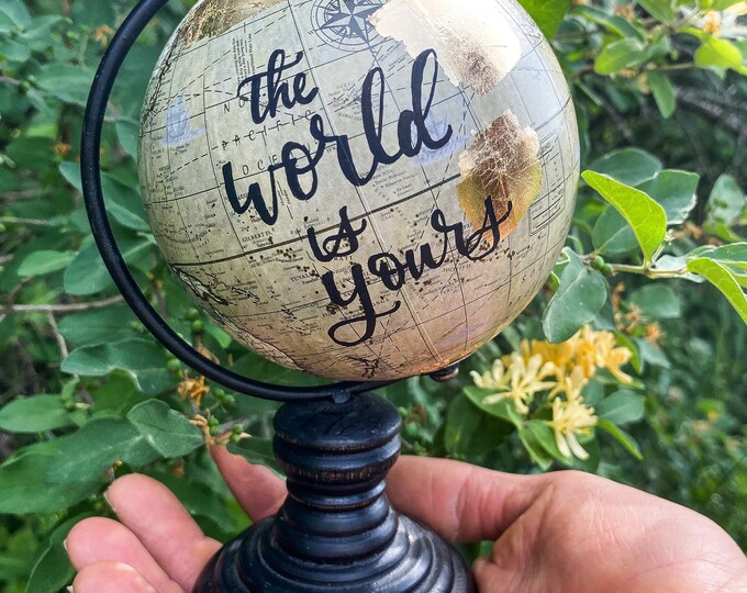 Personalized 4” Globe- Hand Lettered Globe- Mini Globe Centerpiece ...