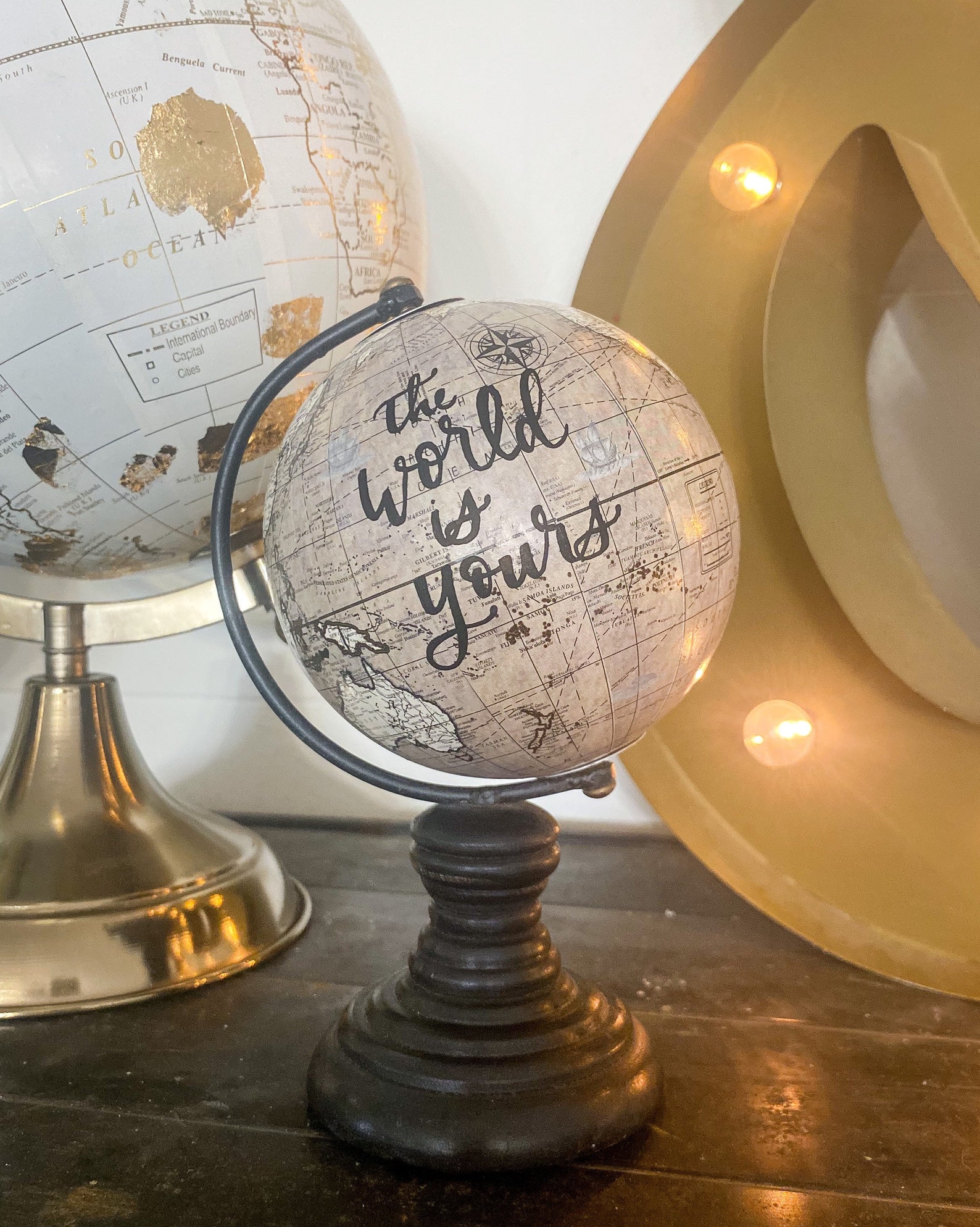 Personalized 4 Globe Hand Lettered Globe Mini Globe - Etsy