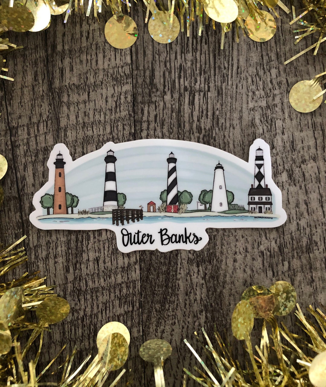 VINYL STICKER - Outer Banks | Lighthouses | North Carolina - Etsy