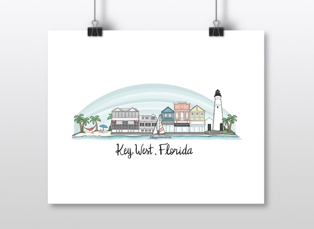 PRINT - Key West, Florida Skyline Illustration - Etsy