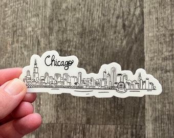 Chicago Skyline Sticker or Magnet Chi Town Illinois Souvenir Waterproof ...
