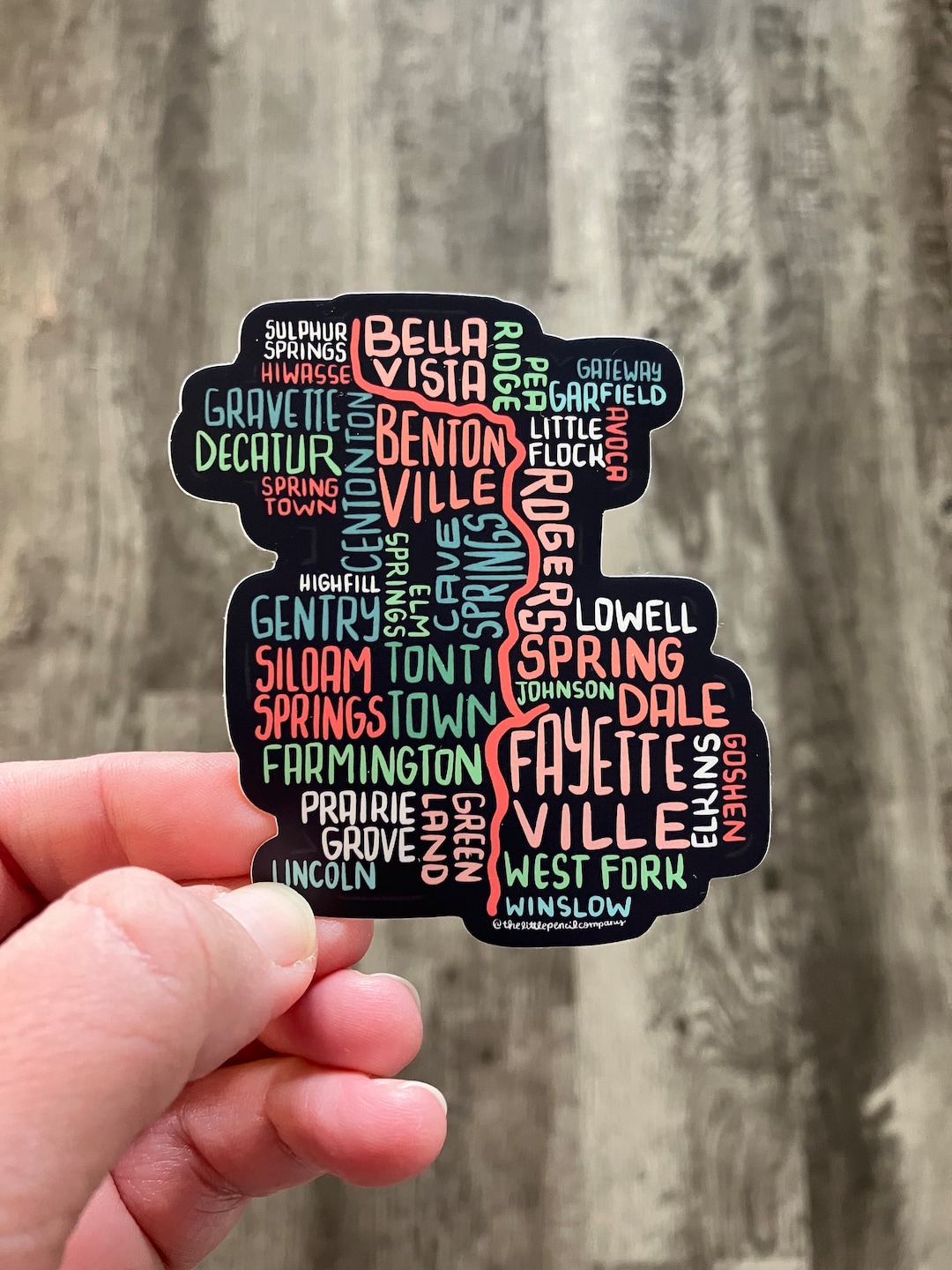 VINYL STICKER - Northwest Arkansas Towns Sticker in Pink and Blue - Etsy