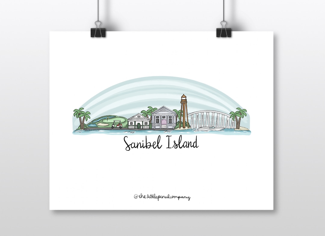 PRINT - Sanibel Island, Florida Skyline Illustration - Etsy