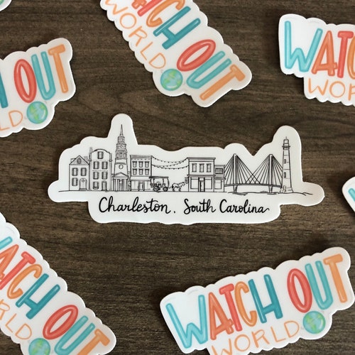 Charleston South Carolina Skyline Sticker - Etsy