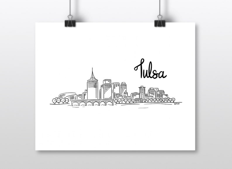 PRINT - Tulsa, Oklahoma Skyline Illustration - Etsy