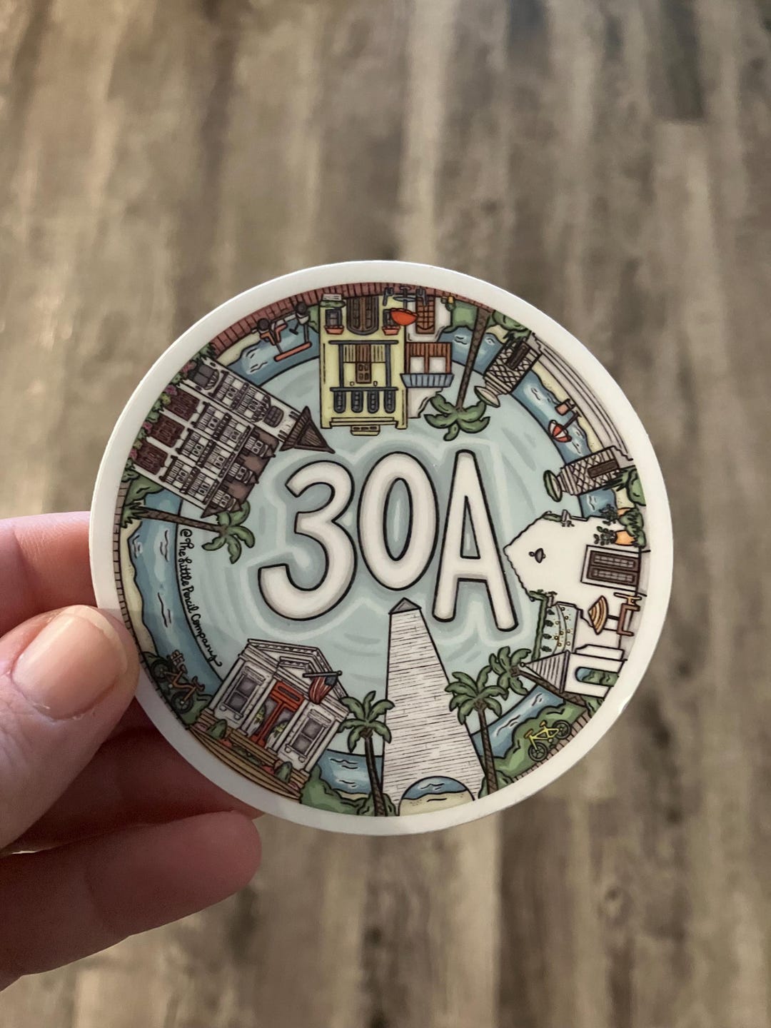 VINYL STICKER - Circle Hand-illustrated of the Towns Along E County Hwy ...